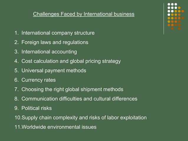 challenges faced by international business | PPTX