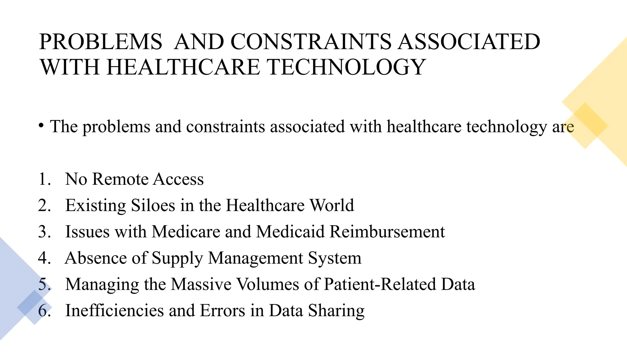 Problems & constraints in Healthcare information technology.pptx