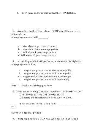 Problem Set 1 Part I．Multiple-choice questions 1. The.docx | Business Accounting & Finance ...