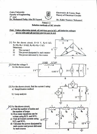 Electric Circuits Class (Problem set A) | PDF
