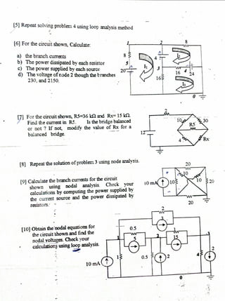 Electric Circuits Class (Problem set A) | PDF