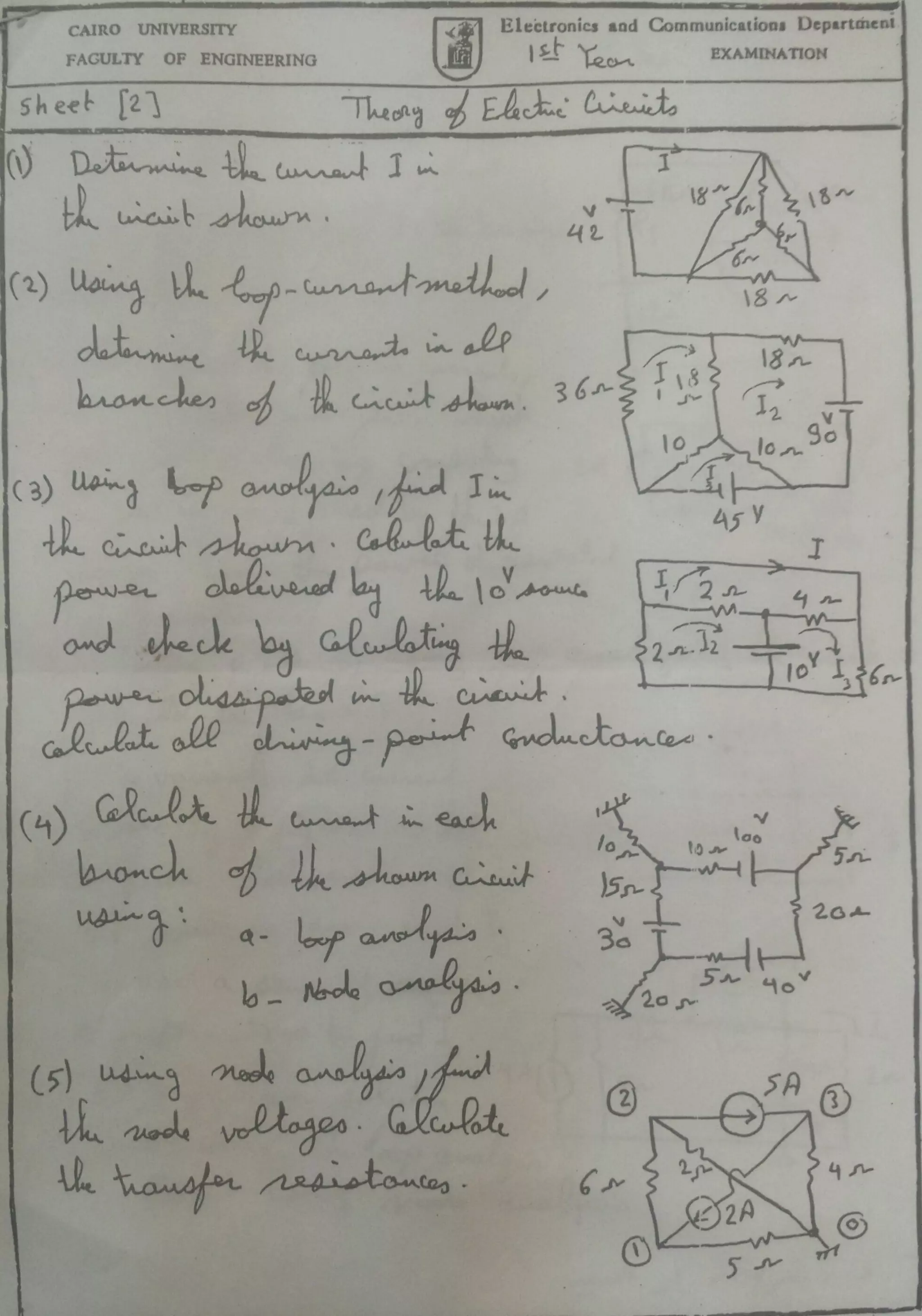 Electric Circuits Class (Problem set B) | PDF