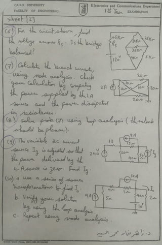 Electric Circuits Class (Problem set B) | PDF