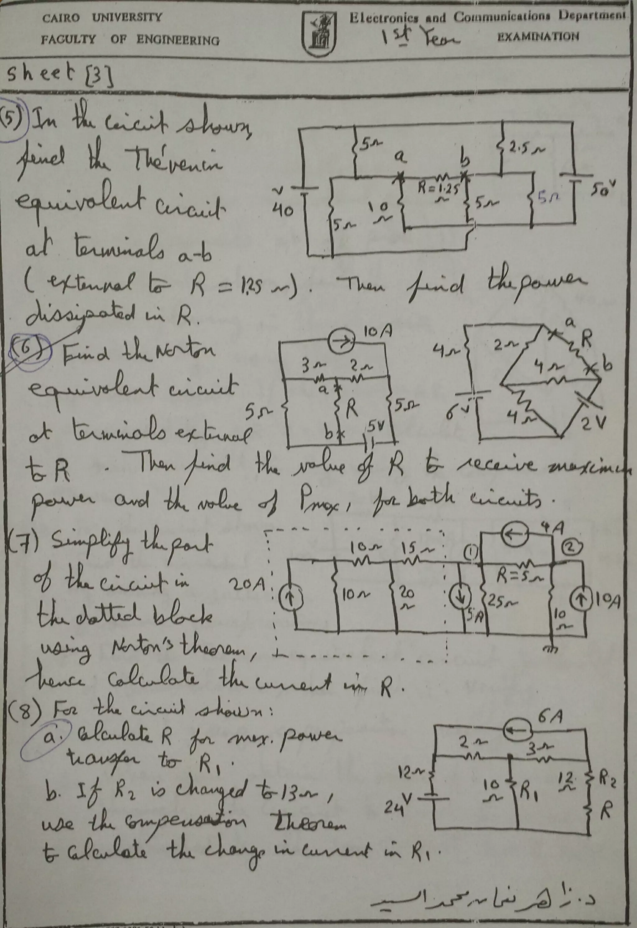 Electric Circuits Class (Problem set C) | PDF