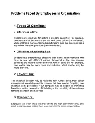 Problems faced by employees in organization | DOCX