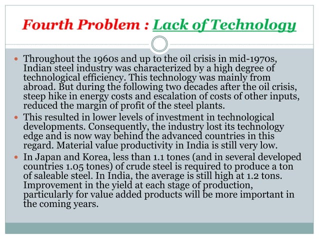 steel industrial problems | PPTX | Commodities | Economy