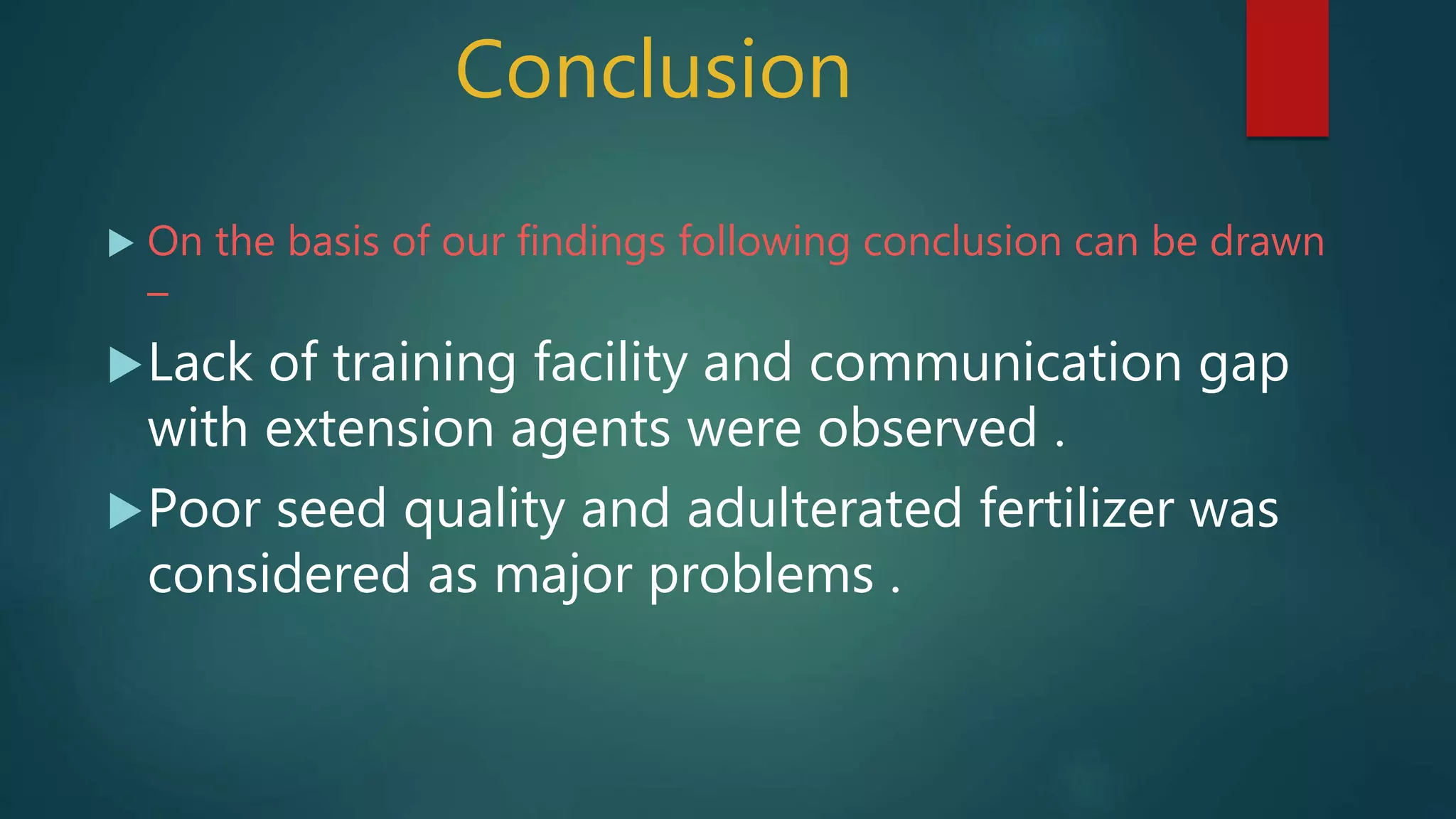 Problems faced by the farmers in vegetable cultivation | PPTX