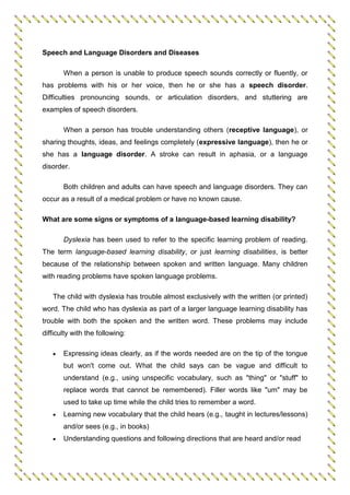 Problems faced in spoken english among learning disabilities students | PDF