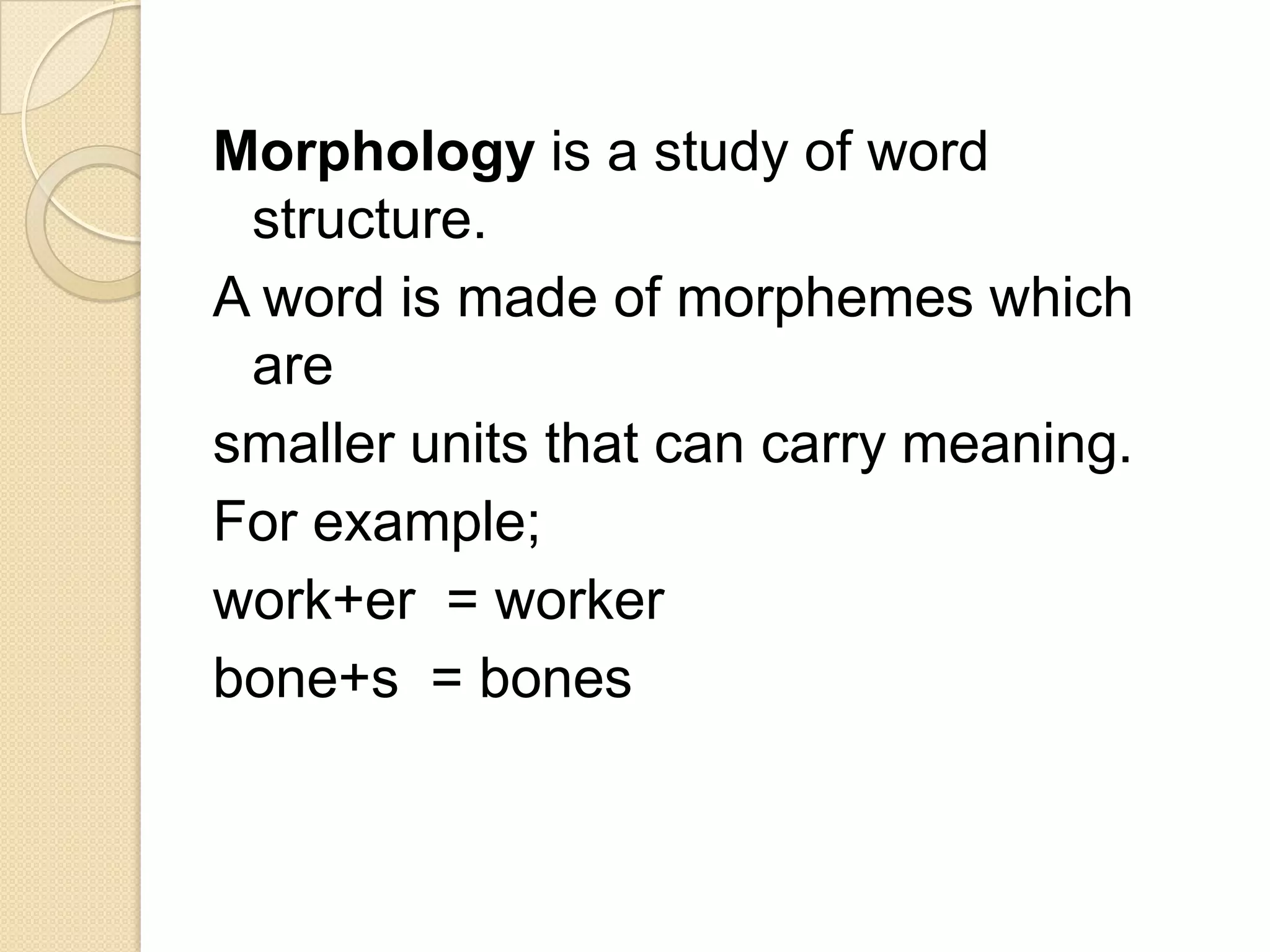 Problems in learning morphological aspects of english | PPT Problems in learning morphological aspects of english | PPT
