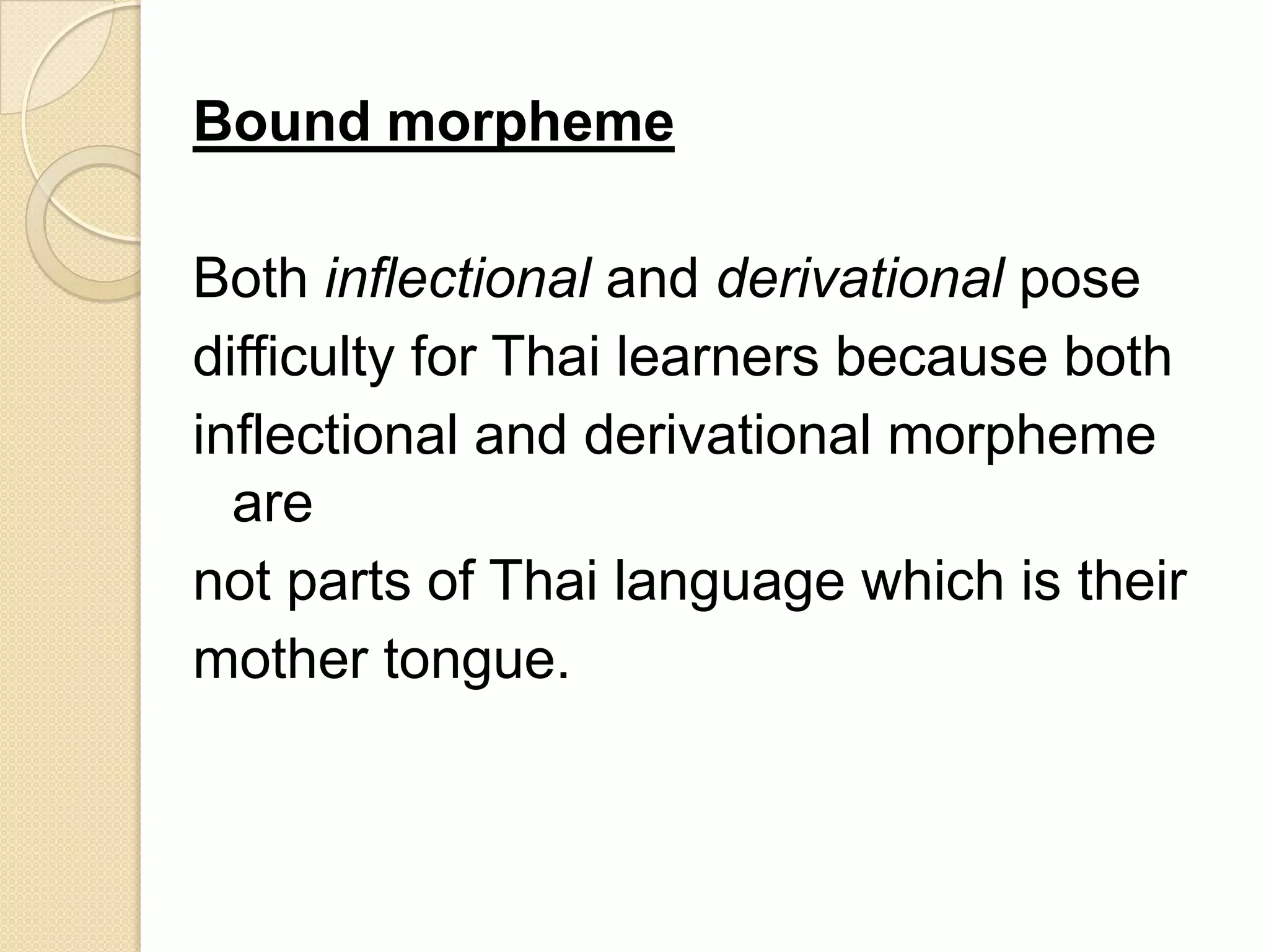 Problems in learning morphological aspects of english | PPTX