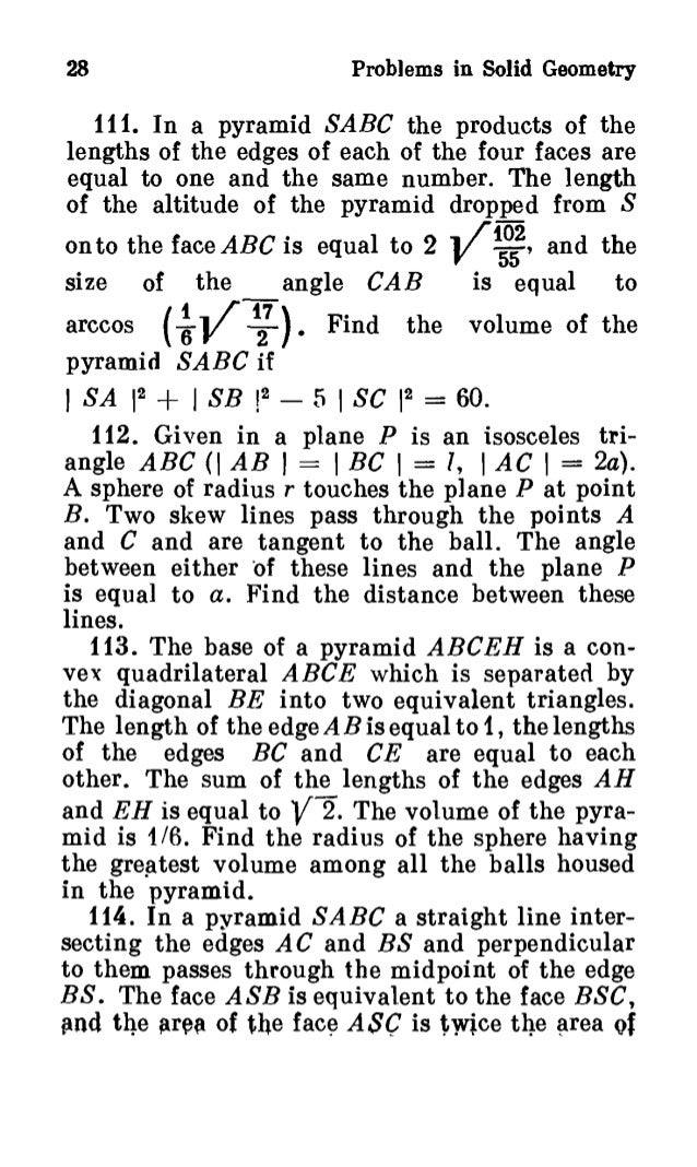 Problems in solid geometry