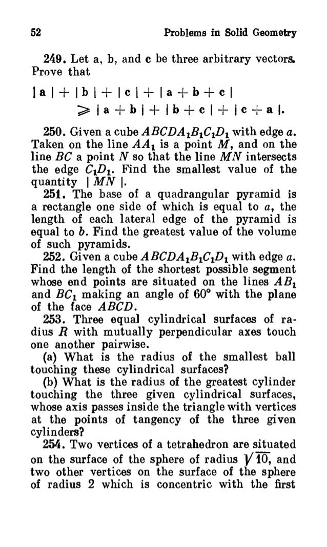 Problems in solid geometry