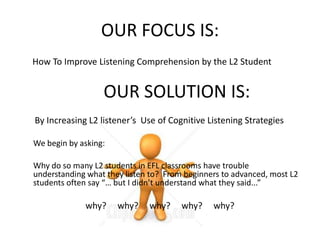 Problems in teaching listening in efl classrooms ppt | PPTX