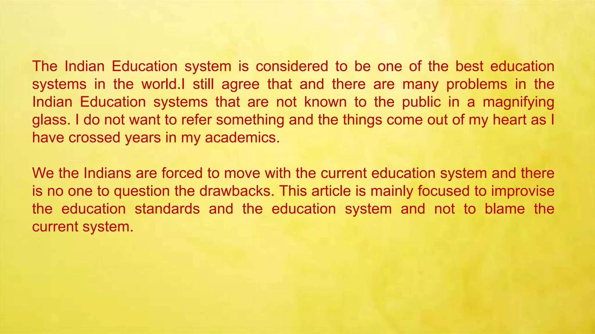 Problems in the indian education system | PPTX