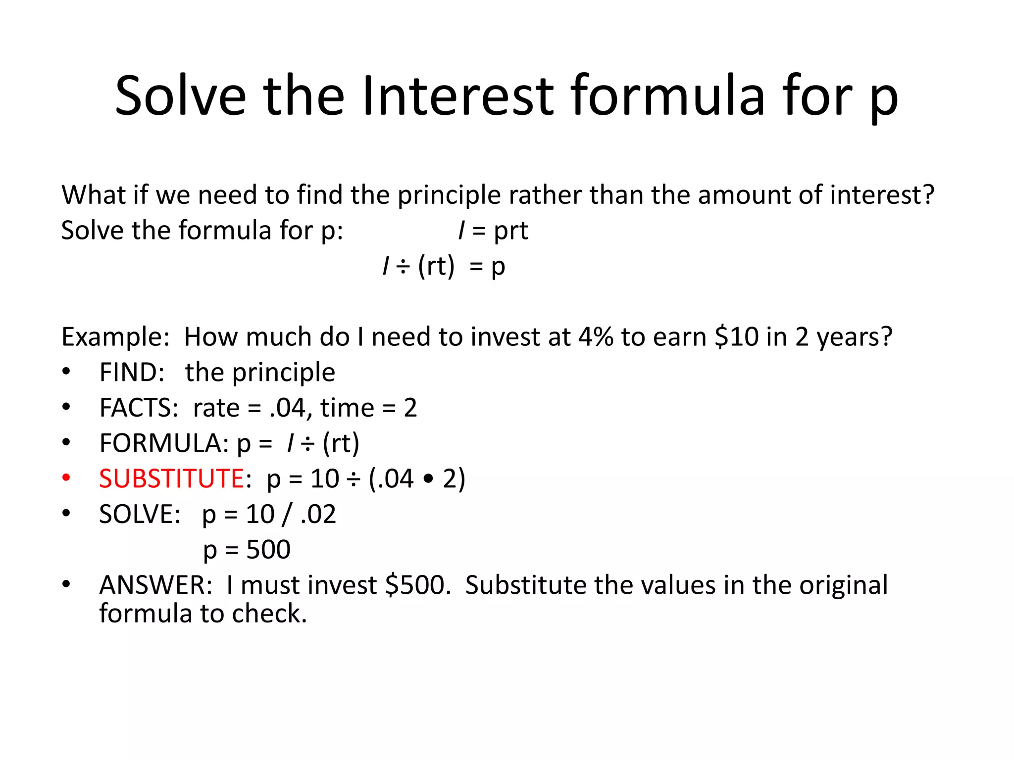 Problems Involving Formulas | PPT
