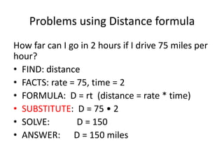Problems Involving Formulas | PPT