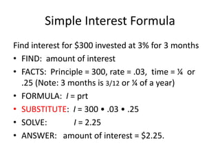 Problems Involving Formulas | PPT