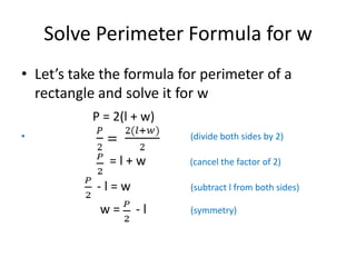 Problems Involving Formulas | PPT