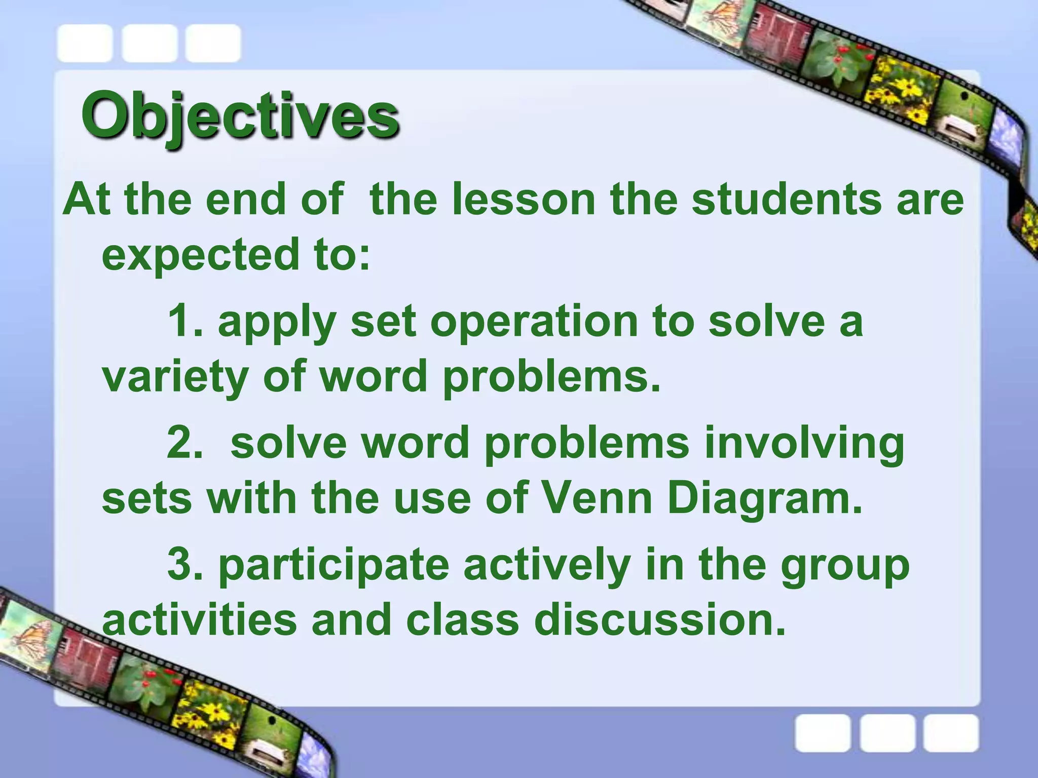 Problems involving sets | PPTX