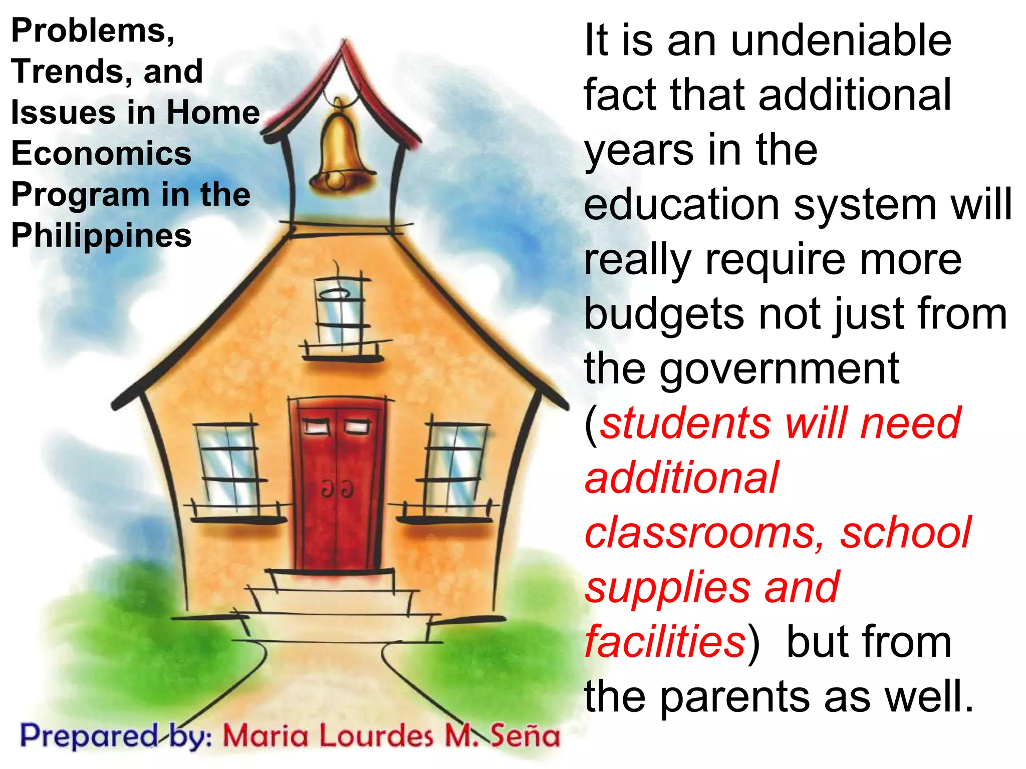 Problems, issues, trends in home economics prog. | PPTX