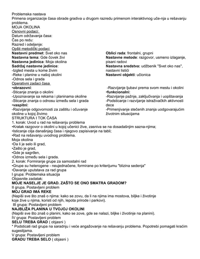 Problemska nastava-priprema ppd | DOC
