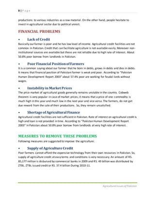 Problems Of Agricultural Sector In Pakistan Docx