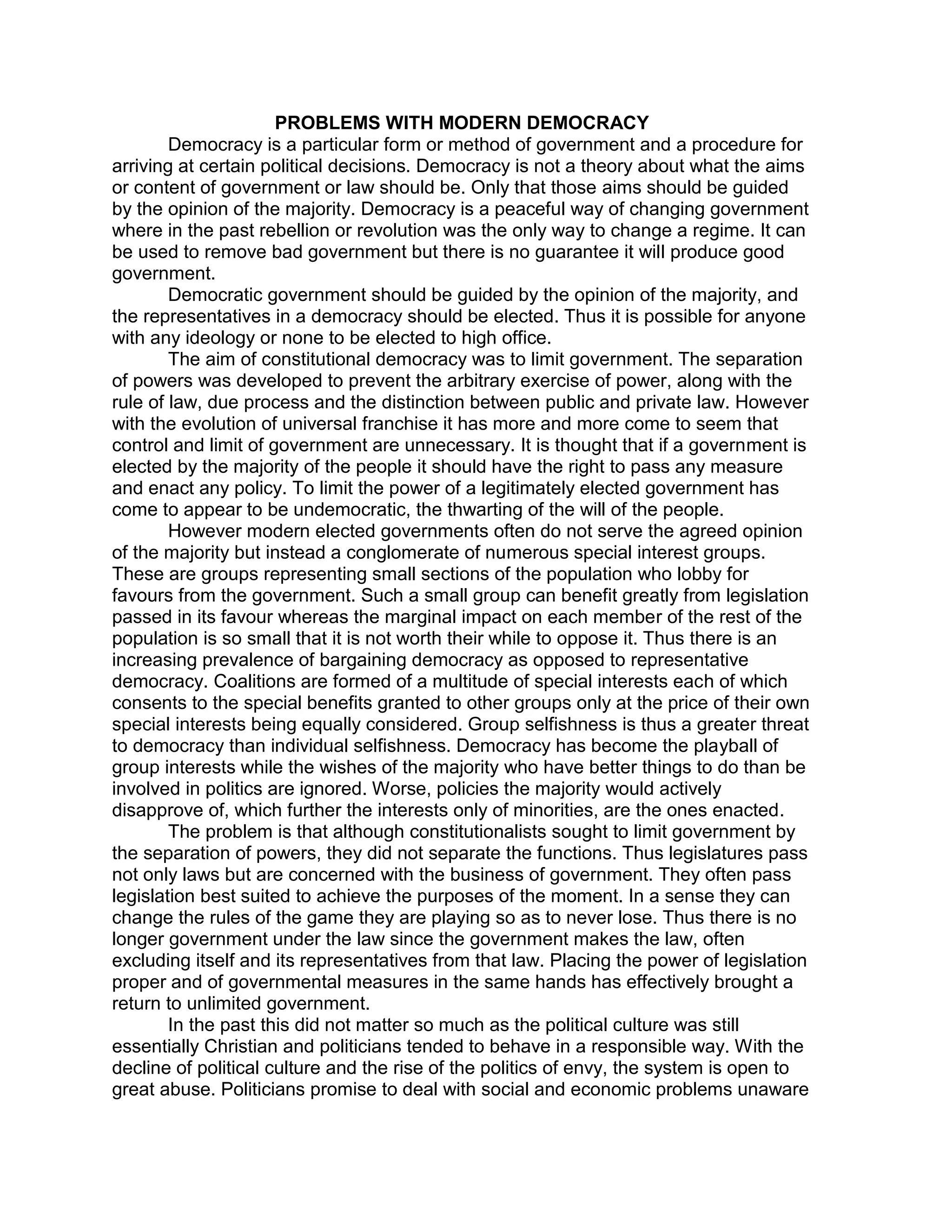 Problems of democracy | DOCX