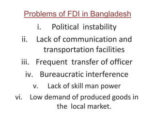 Problems of fdi in bangladesh | PPTX