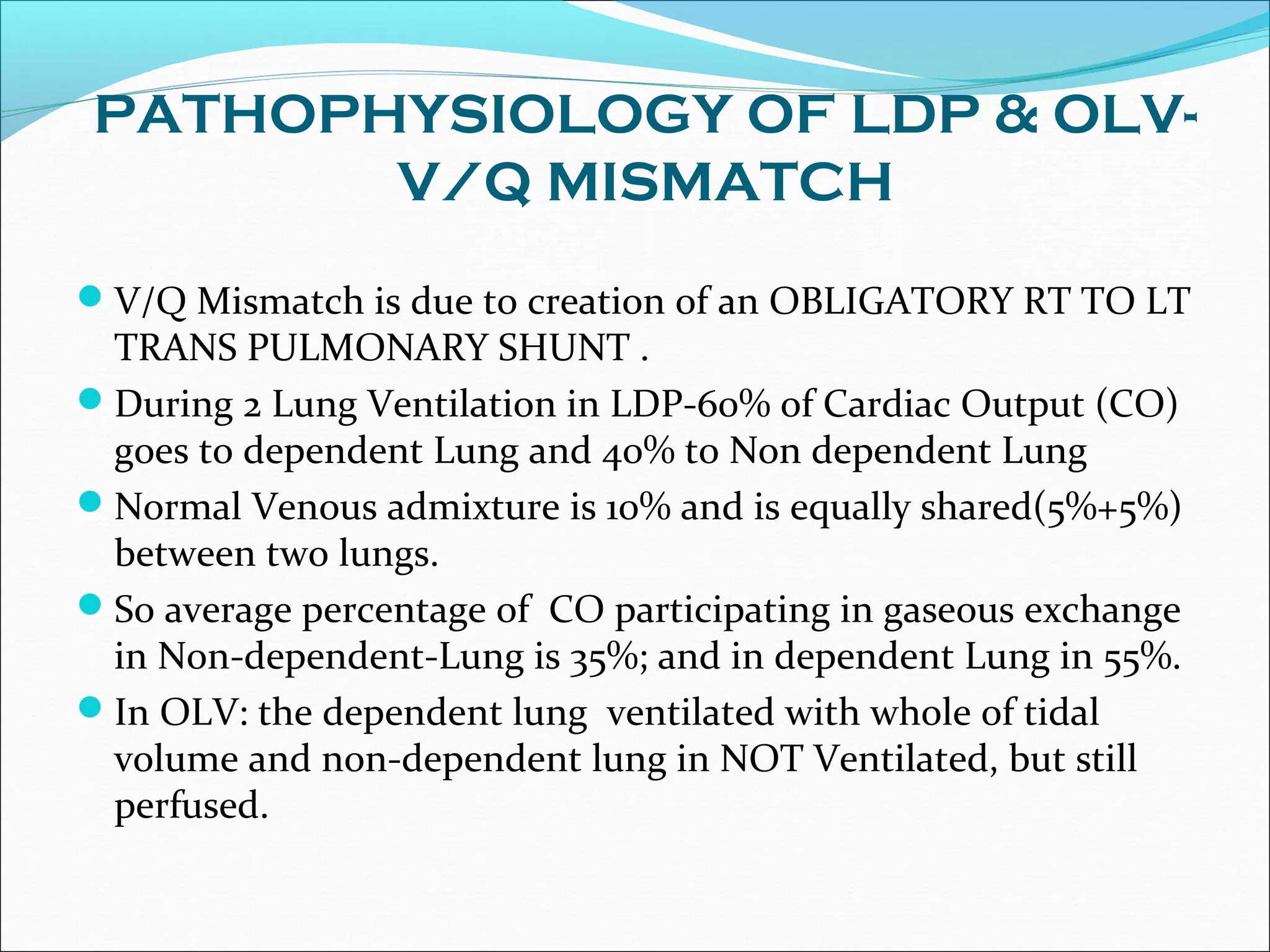 Anaesthetic problems of open chest and pathophysiology of one lung ...