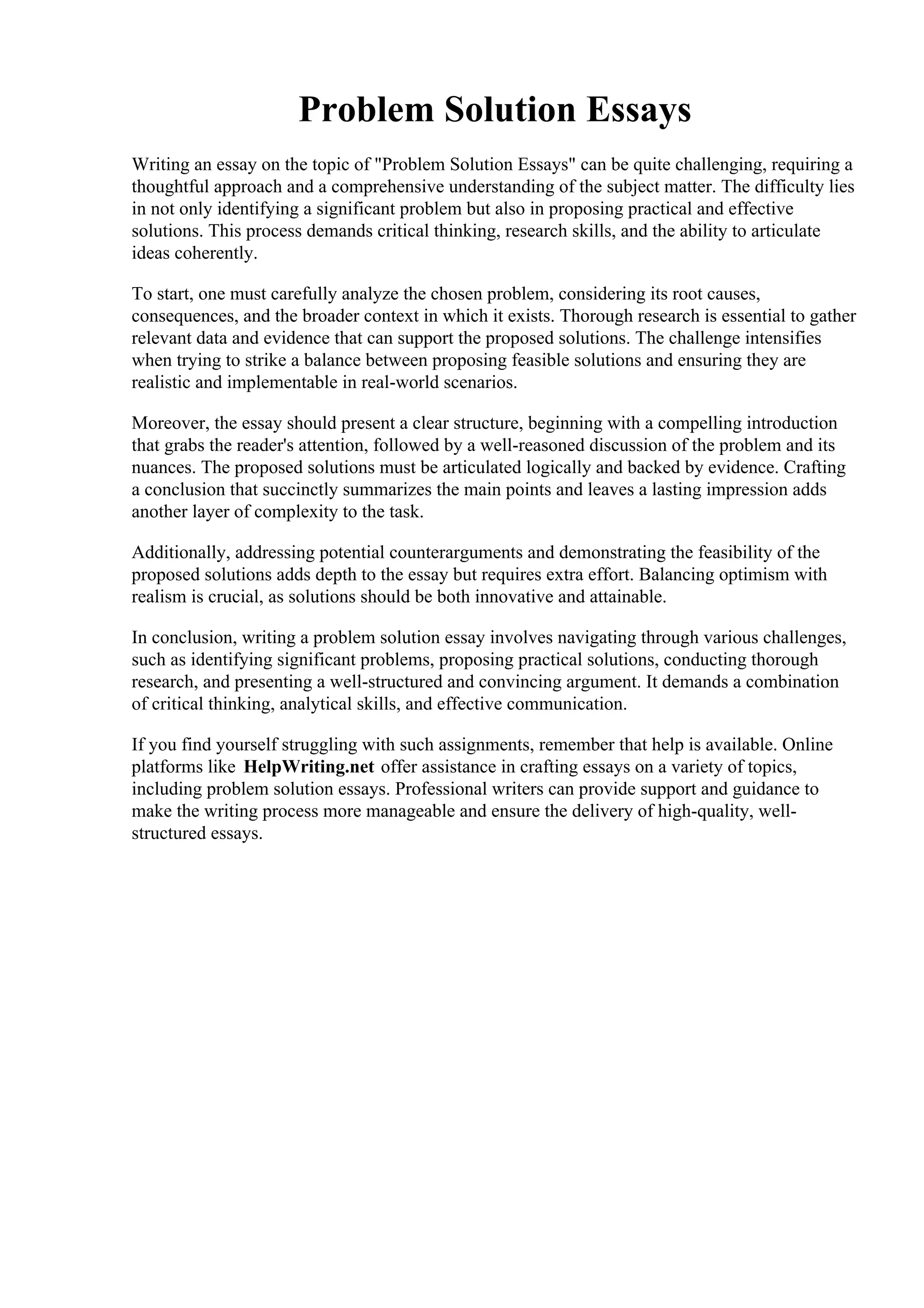 Problem Solution Essays. Causes/Problems and Solutions Essay - Complete ...