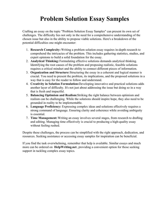 Problem Solution Essay Samples.pdf | Free Download