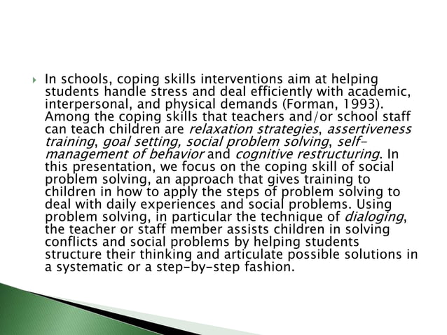Coping Skills for Children: Teaching Social Problem Solving | PPTX ...