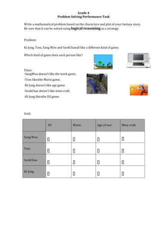 Problem solving 4x4 grid | DOCX