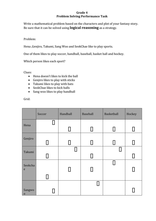 Problem solving 5x5 grid | DOCX