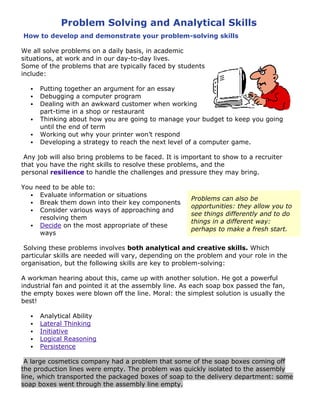 Problem solving and analytical skills | DOCX