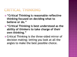 Problem solving and critical thinking 1 | PDF