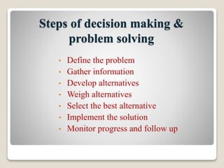 Problem solving and decision making | PPTX