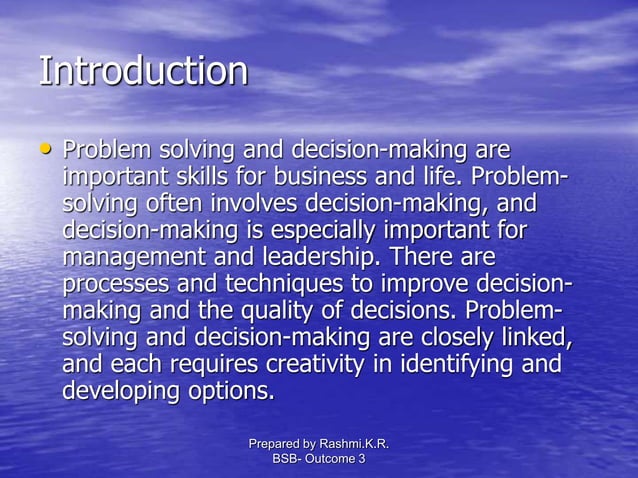 Problem solving and Decision making.ppt | Education