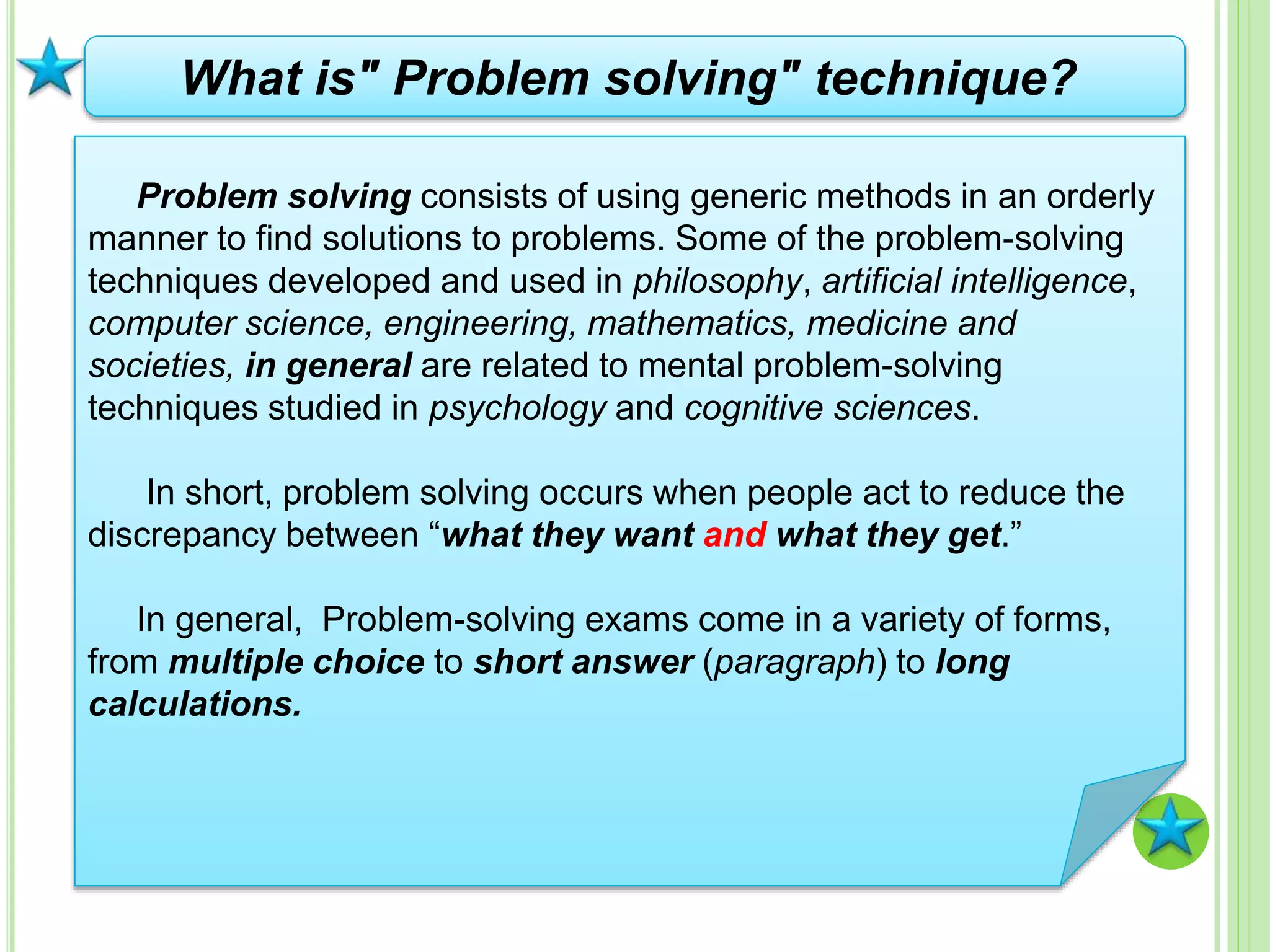 Problem solving technique , strategies | PPSX
