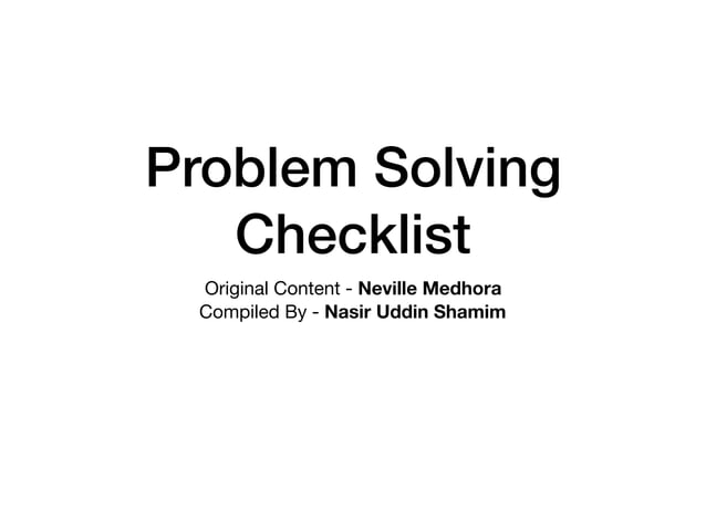 Problem solving checklist that helped me a lot! | PDF