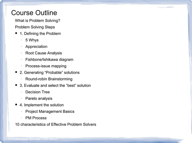 Problem solving course | ODP