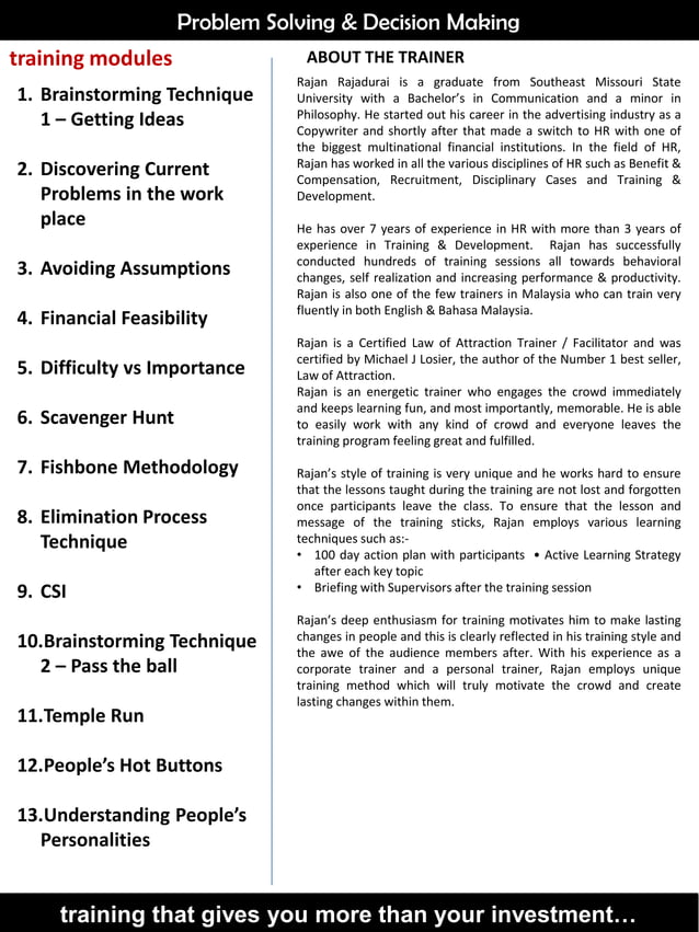 Problem solving & decision making | PDF | Education