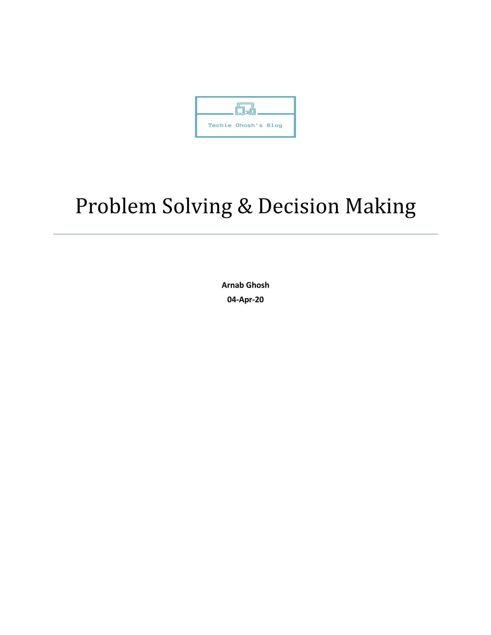Problem solving & decision making | PDF | Travel
