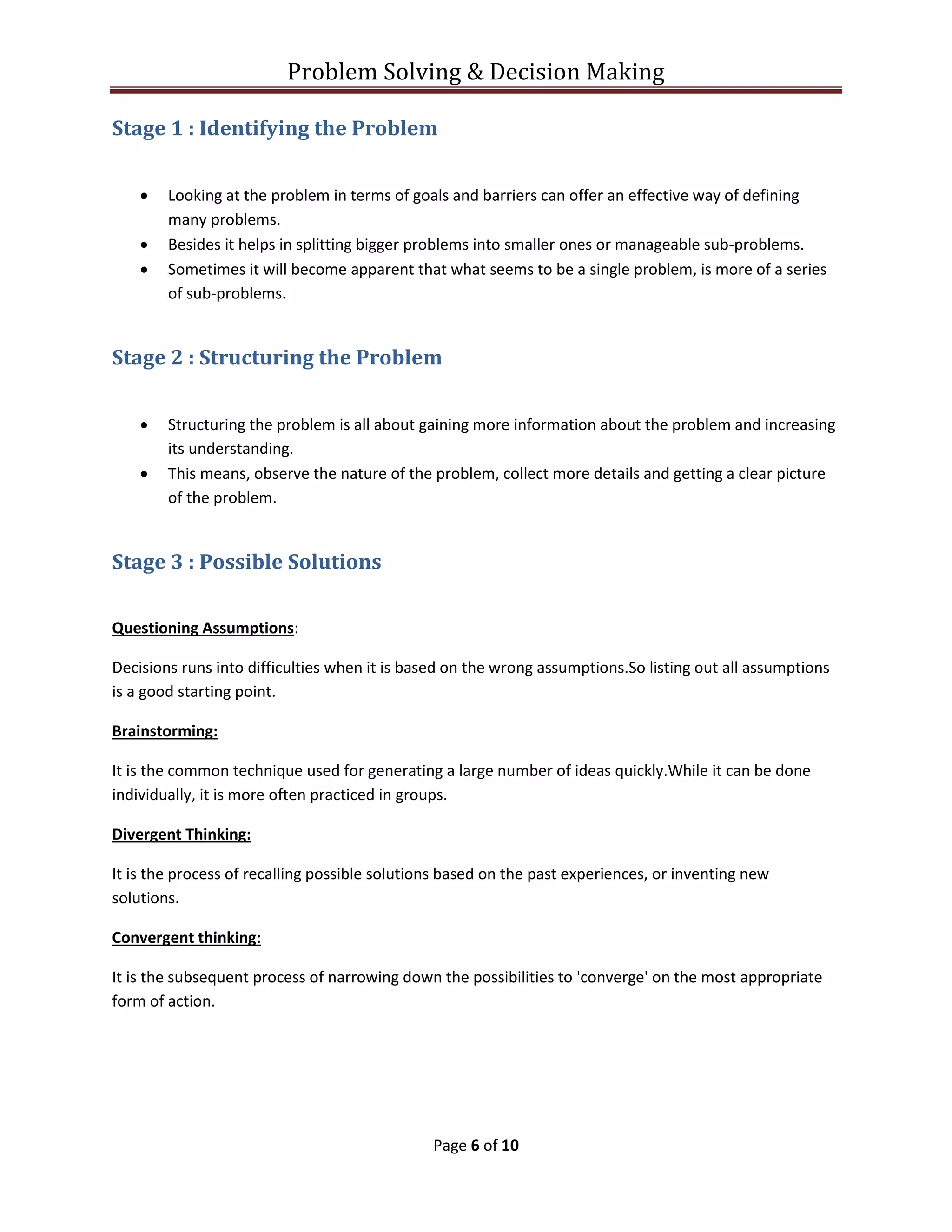 Problem solving & decision making | PDF | Travel