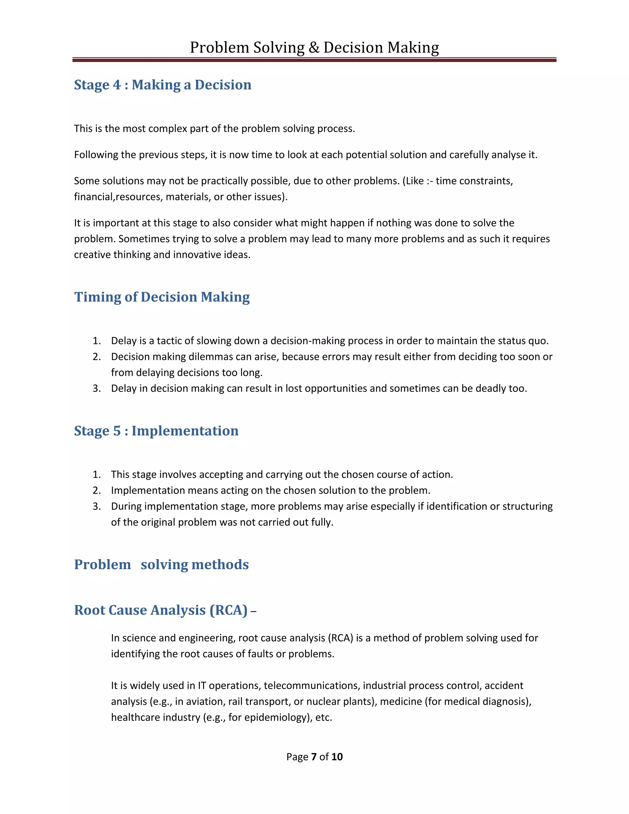 Problem solving & decision making | PDF | Travel