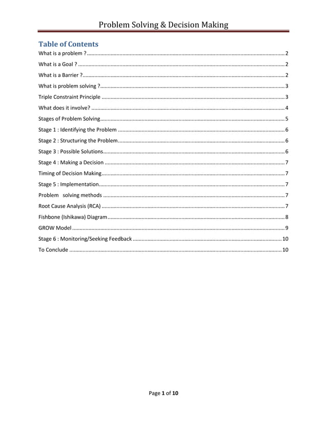Problem Solving And Decision Making Pdf