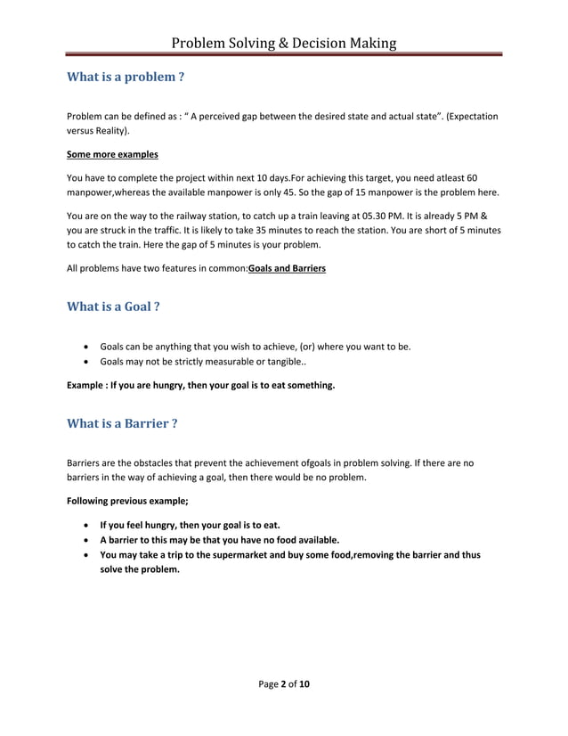 Problem Solving And Decision Making Pdf