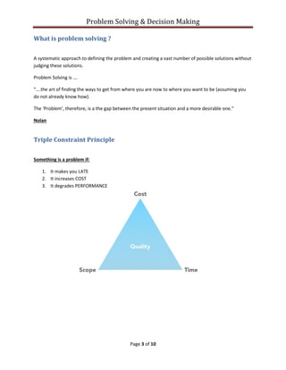 Problem solving & decision making | PDF | Travel