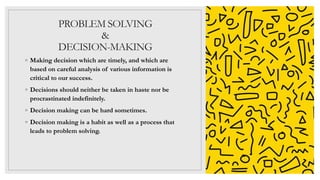Problem Solving, Decision Making, & Conflict Resolution PowerPoint | PPTX