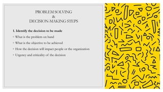 Problem Solving, Decision Making, & Conflict Resolution PowerPoint | PPTX